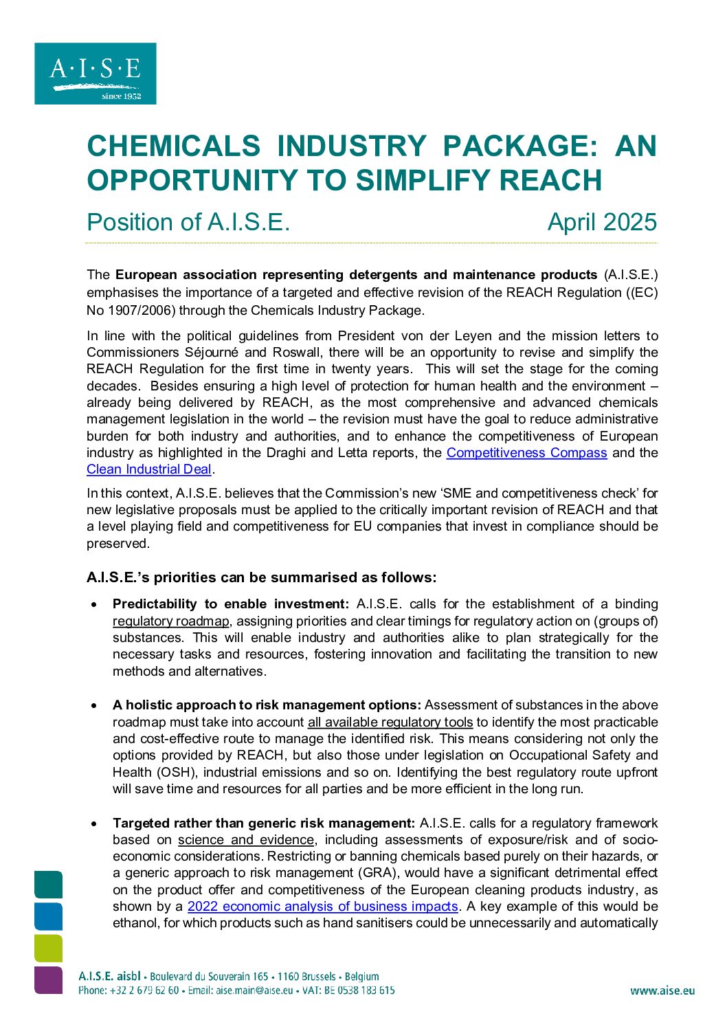 Positions & Press Releases - A.I.S.E.